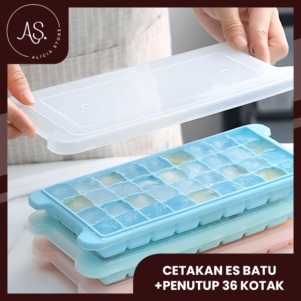 Jual AS Cetakan Es Batu + Penutup 36 Kotak Ice Cube Tray | Shopee Indonesia