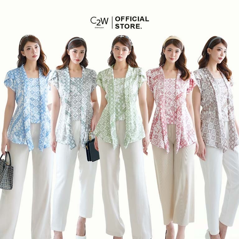 Jual C2W Clothtowear Batik Kutu Baru Atasan Wanita All Size Satin Women ...