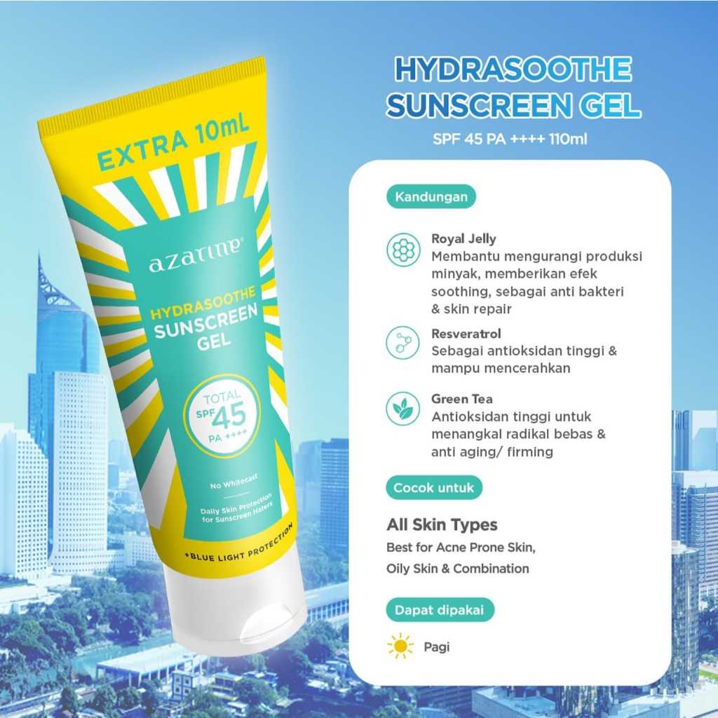 Jual AZARINE Hydrasoothe Sunscreen Gel spf45 50ml | 30ml / 110ml | Shopee Indonesia