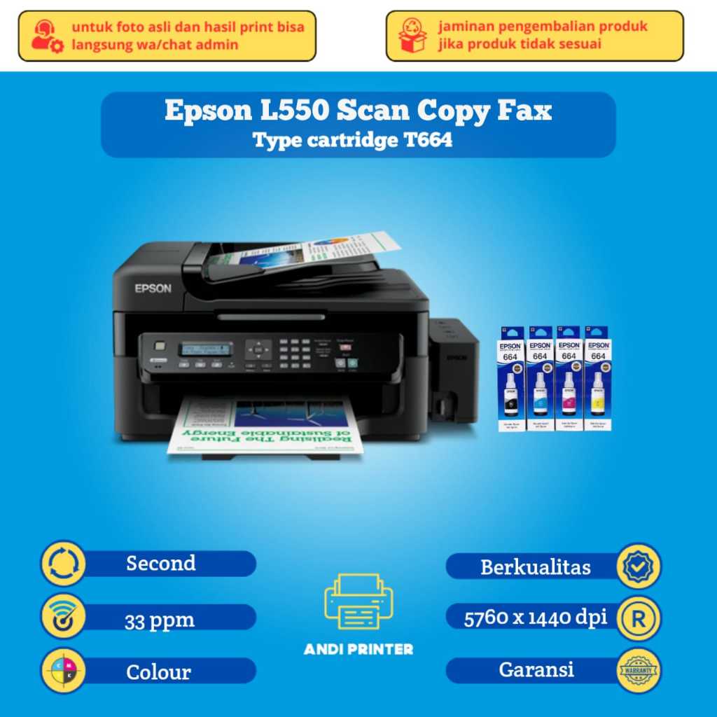 Jual PRINTER EPSON L550 series scan copy ADF | Shopee Indonesia