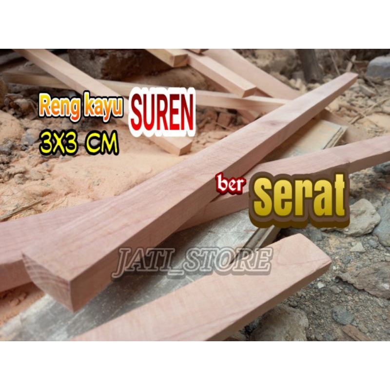 Jual Reng kayu 3x3 cm P.80 cm 100 c bahan kayu suren merah dan Mahoni ...