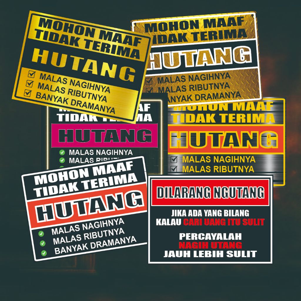 Jual Sticker Waterproof TIDAK TERIMA HUTANG | Shopee Indonesia