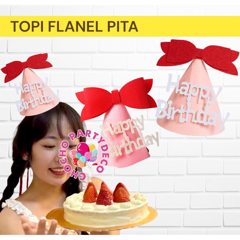 Jual Topi Ulang Tahun FLANEL PITA / Topi Happy Birthday | Shopee Indonesia