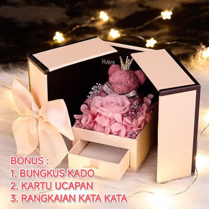 Jual Elegant premium kotak perhiasan jewelry box bear rose kado hadiah ...