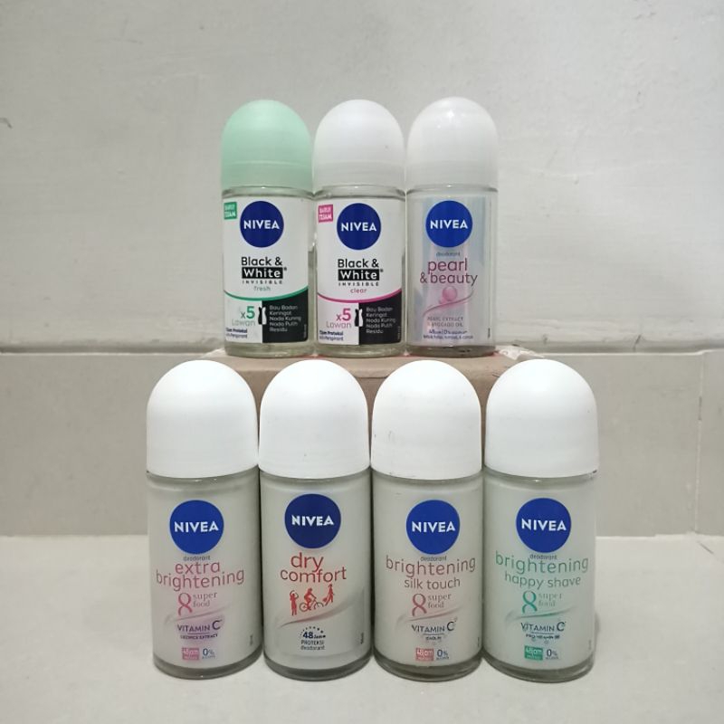 Jual Deodorant Nivea Roll-On 50ml Happy Shave/Invisible Fresh/Clear/Pearl & Beauty/Silk Touch ...