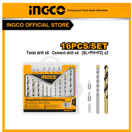 Jual Mata Bor set 19pcs Besi Beton Obeng Metal Screw Skrup INGCO ...