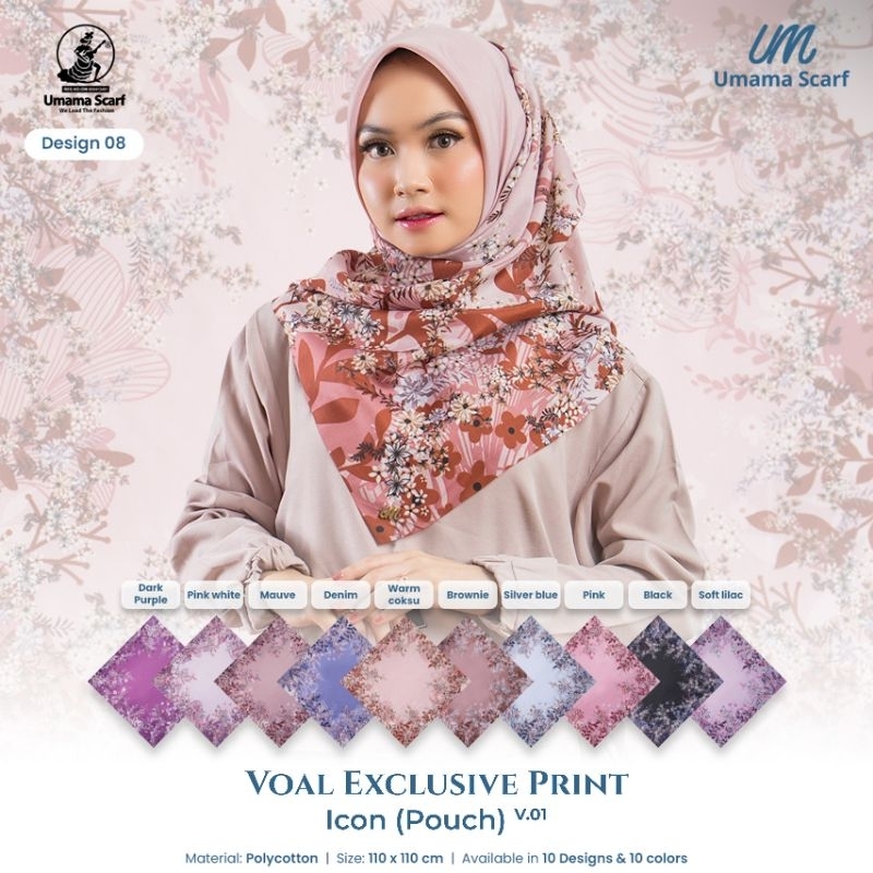 Jual ISI 5 PCS ] HIJAB UMAMA VOAL EXLUSIVE PREMIUM MUTIF LOGO UM PKING ...