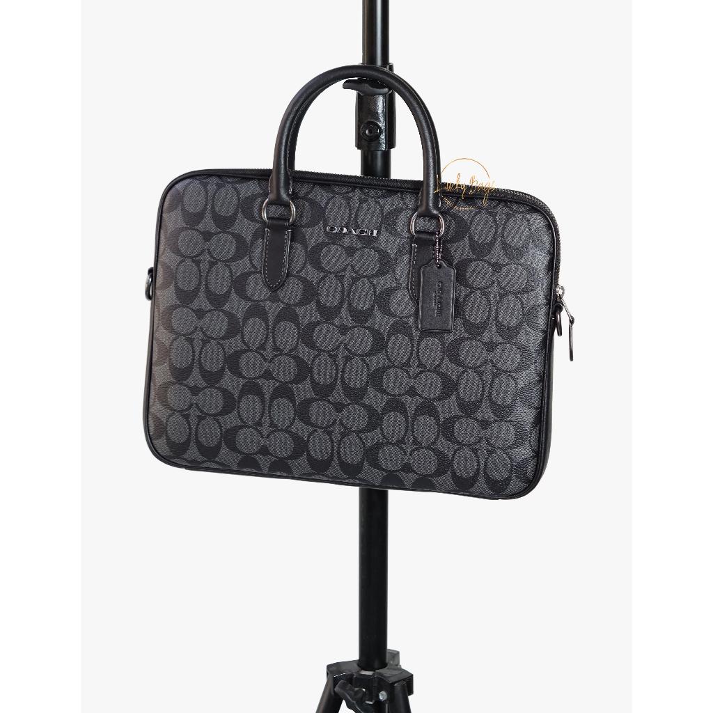 Jual Coach liam brief sign charcoal (authentic/original) | Shopee Indonesia