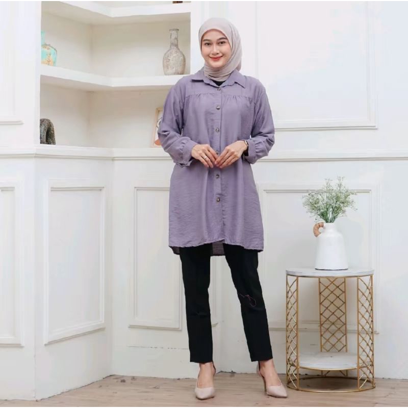 Jual Zella Tunik Polo Linen | Baju Tunik Zeva Atasan Wanita Tunik Polos ...