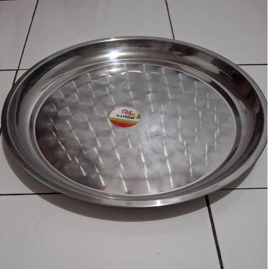 Jual baki stainless steel bulat ganom 40 cm /nampan stainless steel ...