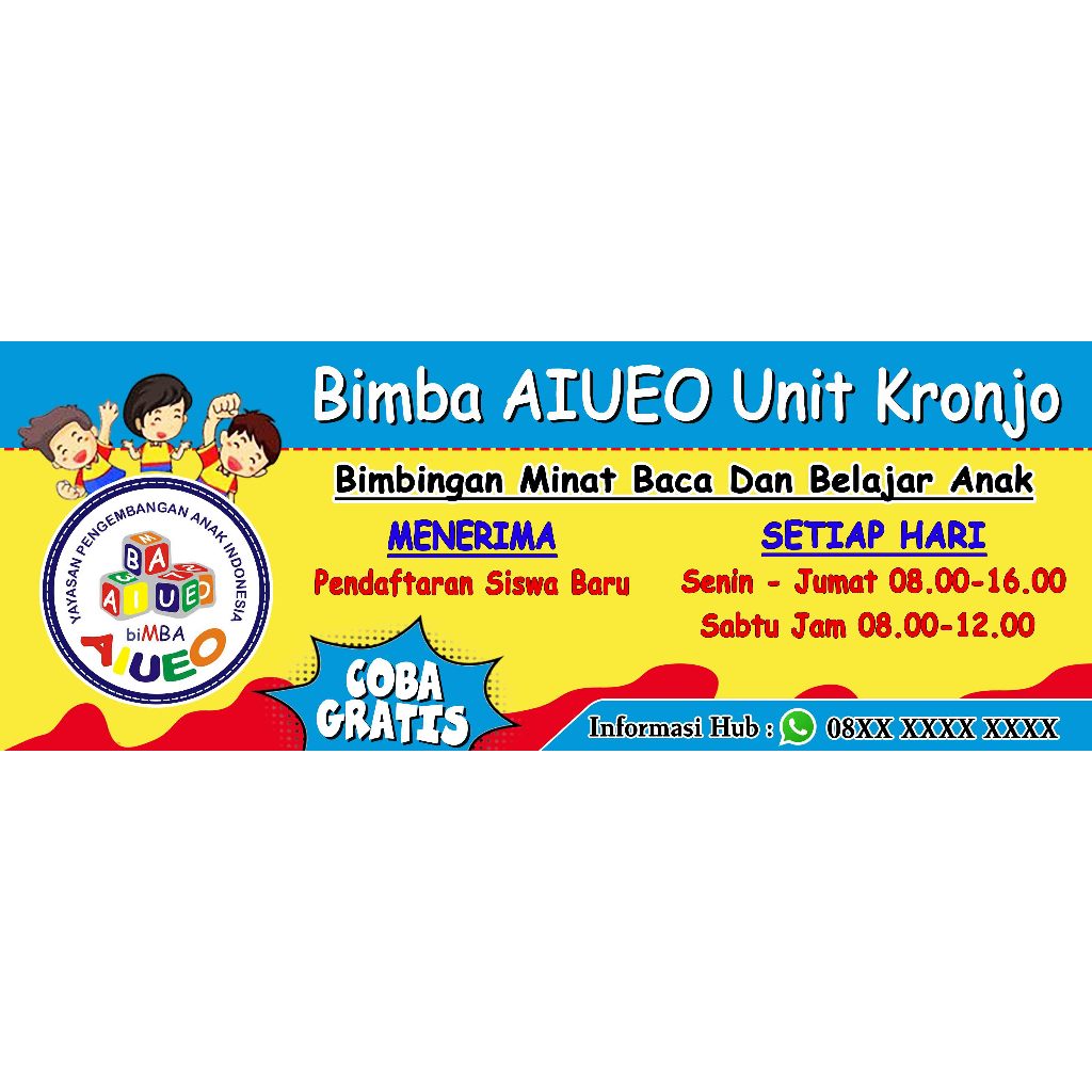 Jual Spanduk dan Banner BIMBA AIUEO Baner Spanduk Jasa BIMBEL Les Didik ...