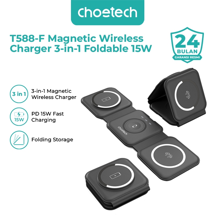 Jual Choetech T588-F Magnetic Wireless Charger 3in1 Foldable 15W | Shopee Indonesia