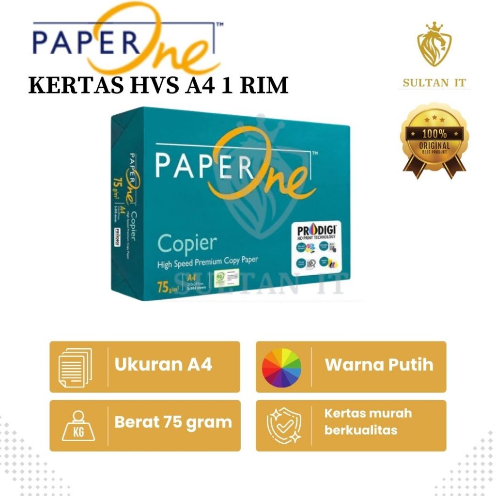 Jual Kertas HVS Paper One A4 75gsm 1 Rim / HVS A4 100gsm Isi 100 Lembar Putih Kertas Fotokopi ...