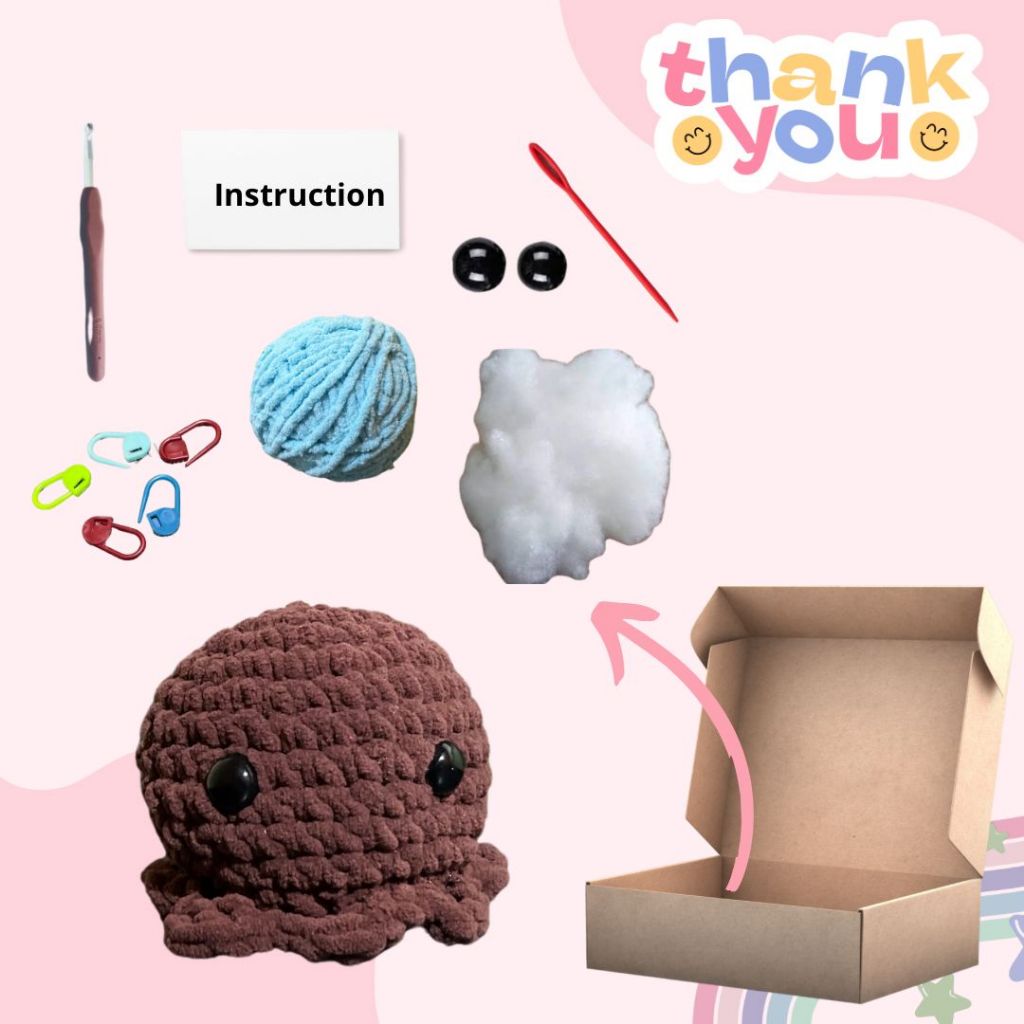 Jual Amigurumi crochet kit | Boneka rajut gurita | DIY kit | Amigurumi ...