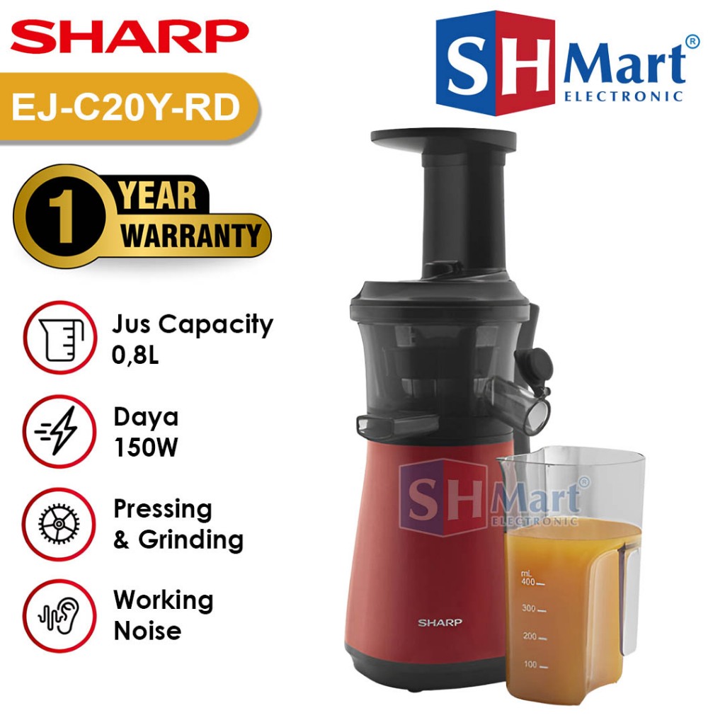 Jual SHARP SLOW JUICER EJ-C20Y-RD / EJC20YRD MERAH 0.8 LITER 150 WATT ...