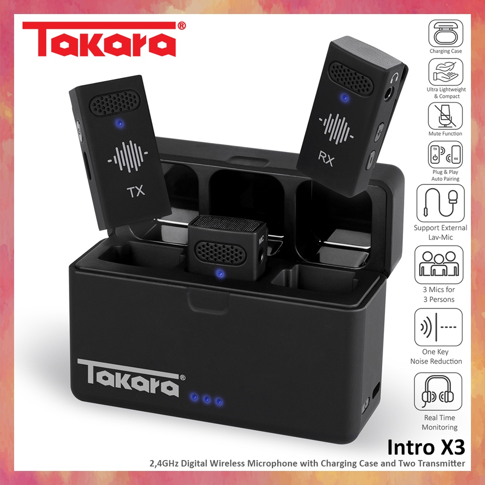 Jual TAKARA Intro X3 2,4GHz Digital Wireless Microphone with Charging ...