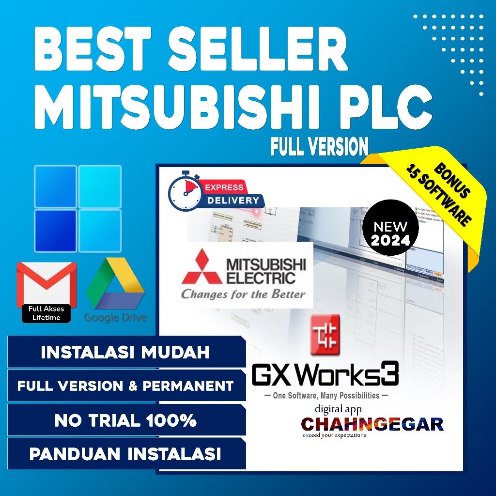 Jual Mitsubishi PLC Software GX Works 3 1.055H EU Full Software PLC ...