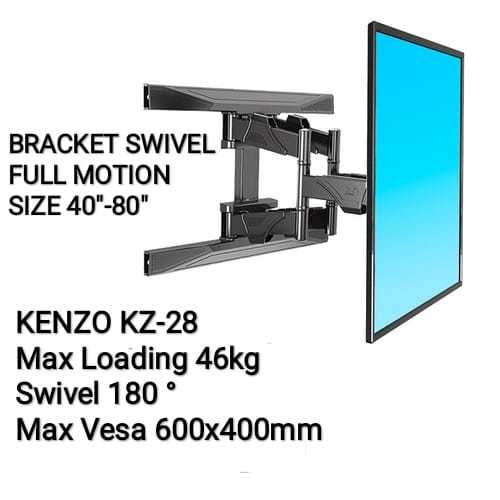 Jual bracket tv swivel bracket tv 40 42 43 49 50 55 60 65 70 75 80 inch ...