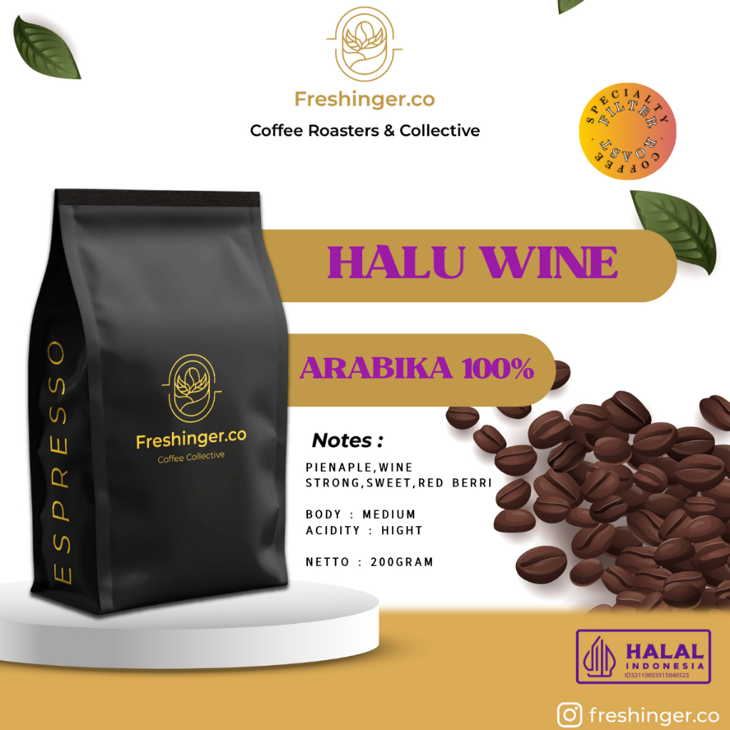 Jual Kopi Arabika Wine Gn Halu West Java (Specialty Coffee) BIJI/BUBUK ...