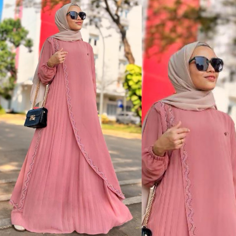 Jual Gamis Hayya maxy dress undangan plisket swaroski elegan terbaru ...