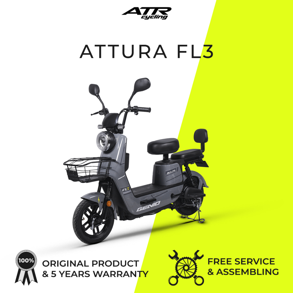 Jual SEPEDA LISTRIK E-MOPED 14" GENIO ATTURA FL3 (24) GY-WHBK | Shopee Indonesia