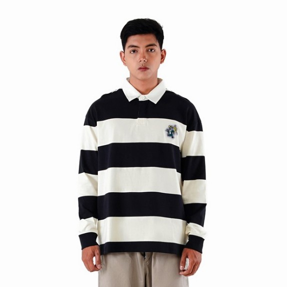Jual 3Second Kaos Pria Lengan Panjang Motif Garis-Garis Katun Big ...