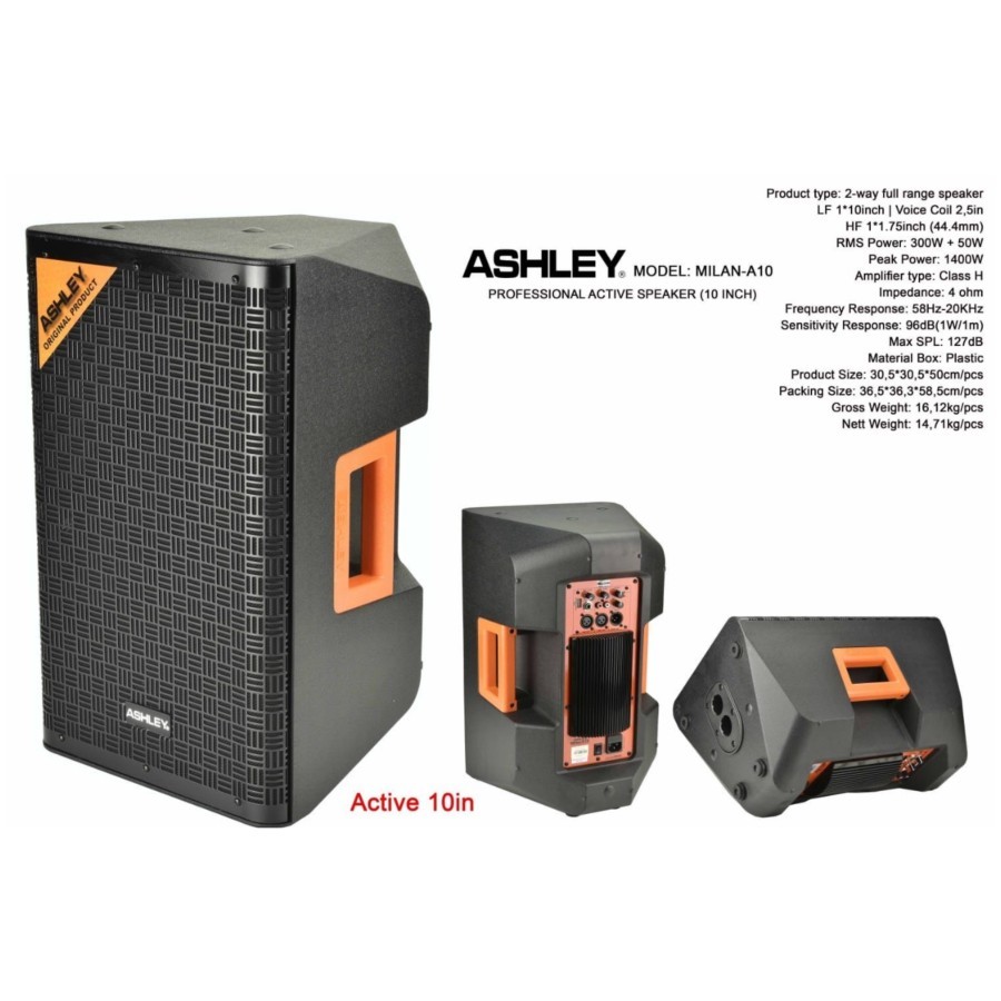Jual Speaker Monitor Aktif 350 watt 10 Inch ASHLEY MILAN A10 MILAN A ...