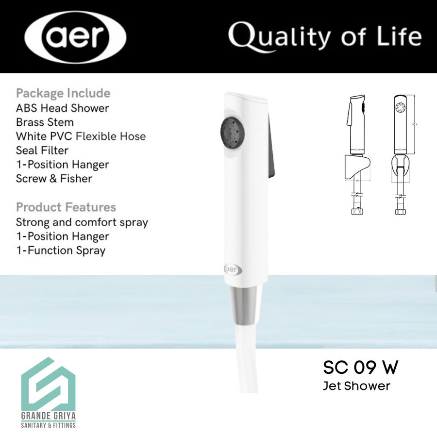 Jual AER Jet Shower Washer Toilet Kran Cebok Kloset SC 09 W | Shopee ...