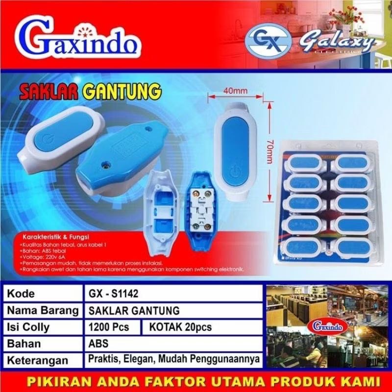 Jual Saklar Gantung GX Jumbo Biru ON OFF GAXINDO | Shopee Indonesia