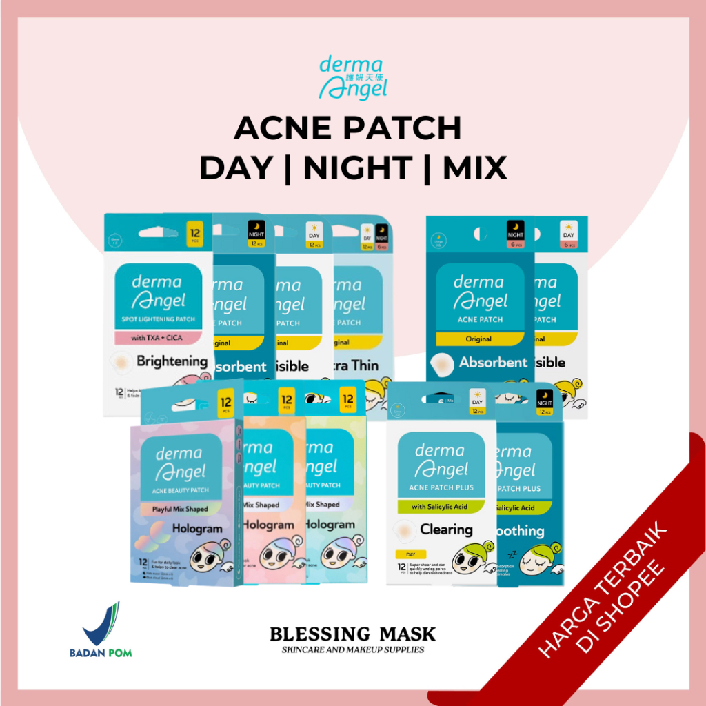 Jual DERMA ANGEL Acne Patch - DAY | NIGHT | MIX | Playful Mix Shaped ...