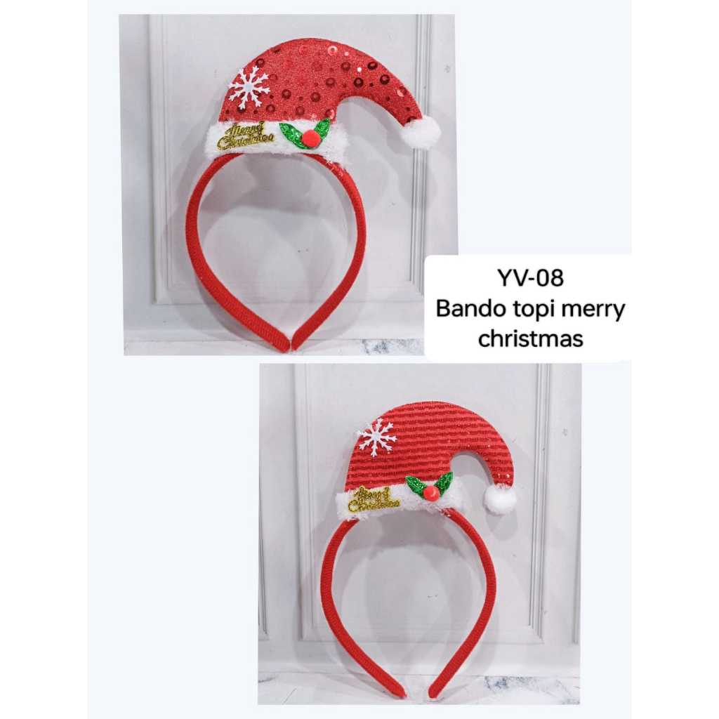 Jual Bando Natal bentuk Topi Santa / Bando Natal Christmas bandana ...