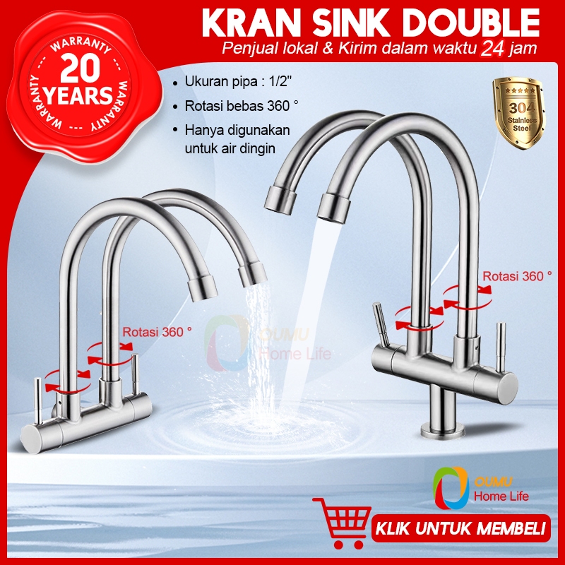 Jual Kran Sink Double Rotasi 360° / Kran air stainless 304 / Keran ...