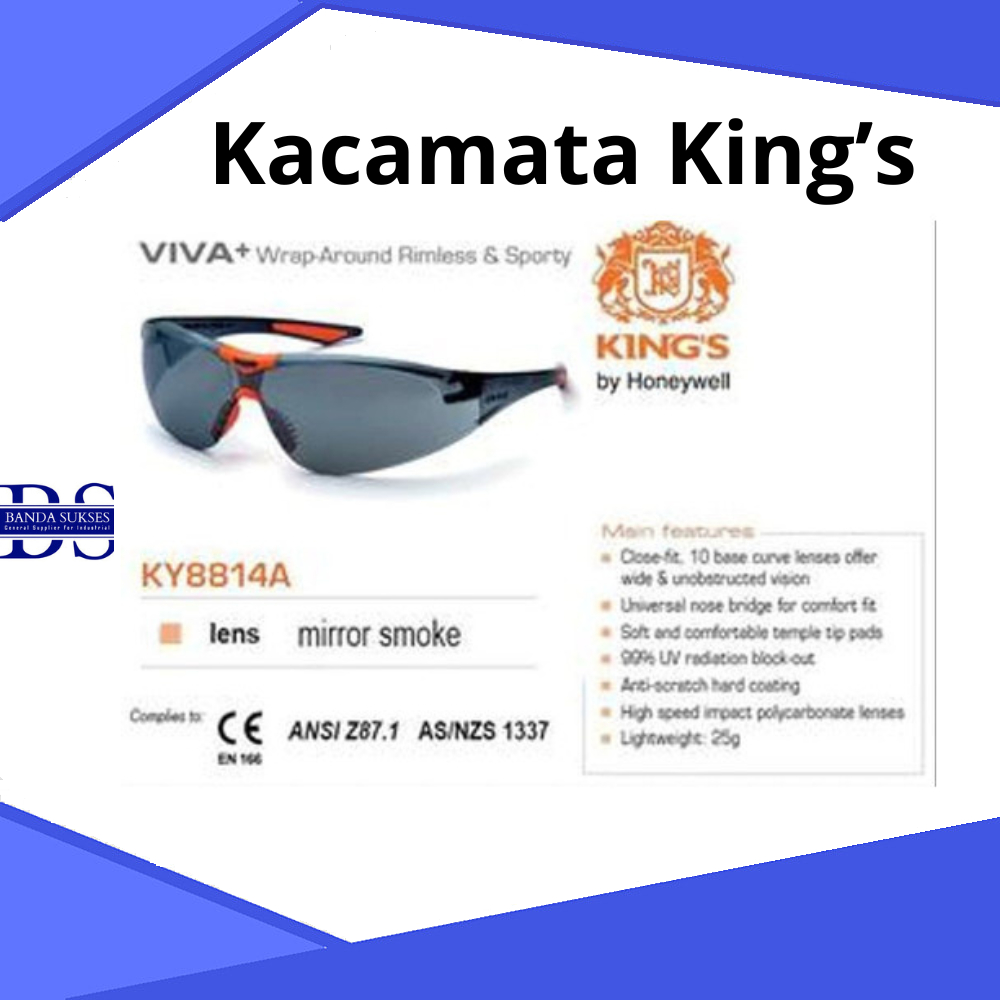 Jual Kacamata Safety King's KY8814 Smoke Mirror King's Ky8814A Anti ...