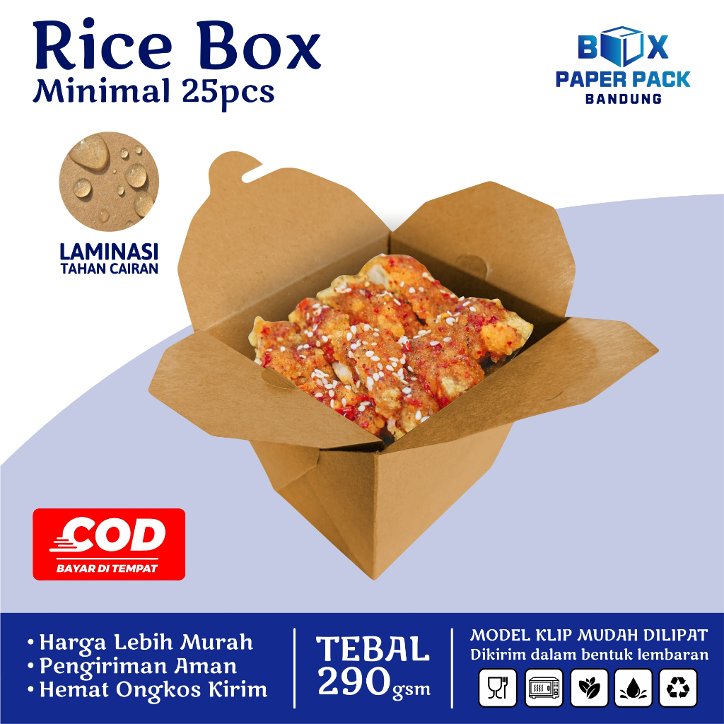 Jual Rice Box Paper Size M Dus makanan Take away Grosir | Shopee Indonesia