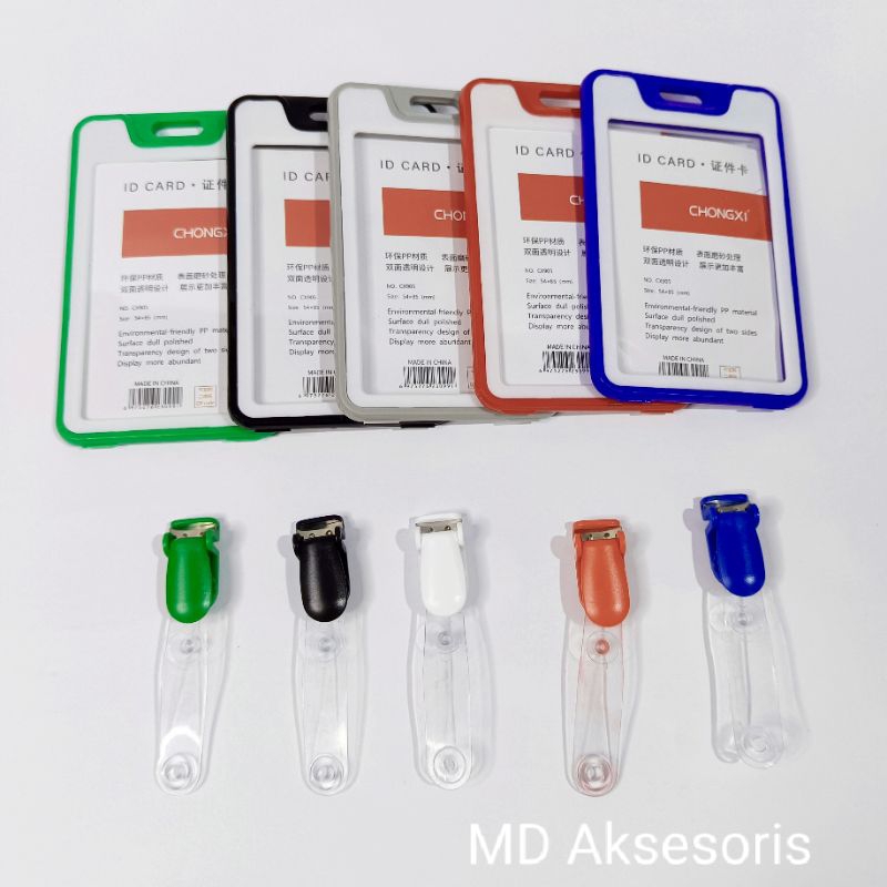 Jual Tempat Kartu Id Card Plastik 2 Sisi Bening Transparan Plus Jepit ...