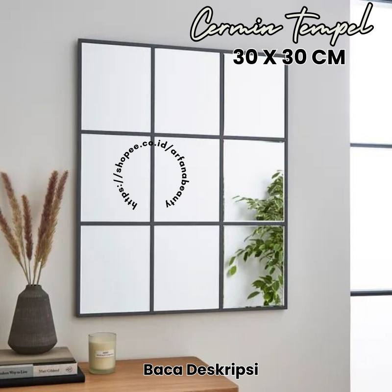 Jual Cermin Kaca Tempel Dinding 30X30 Aesthetic Plus Bingkai Kotak ...