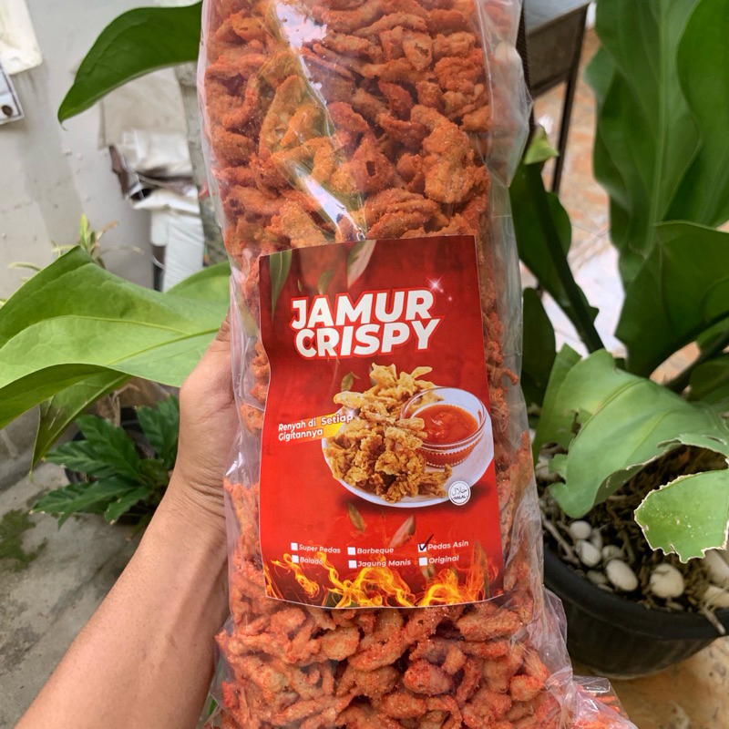 Jual 1/2 kg Camilan Snack Jamur Crispy Pedas, Gurih, Asin, Renyah ...