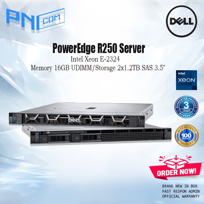 Jual Dell Server PowerEdge R250 Intel Xeon E-2324 16GB 2x1.2TB SAS 3YR ...