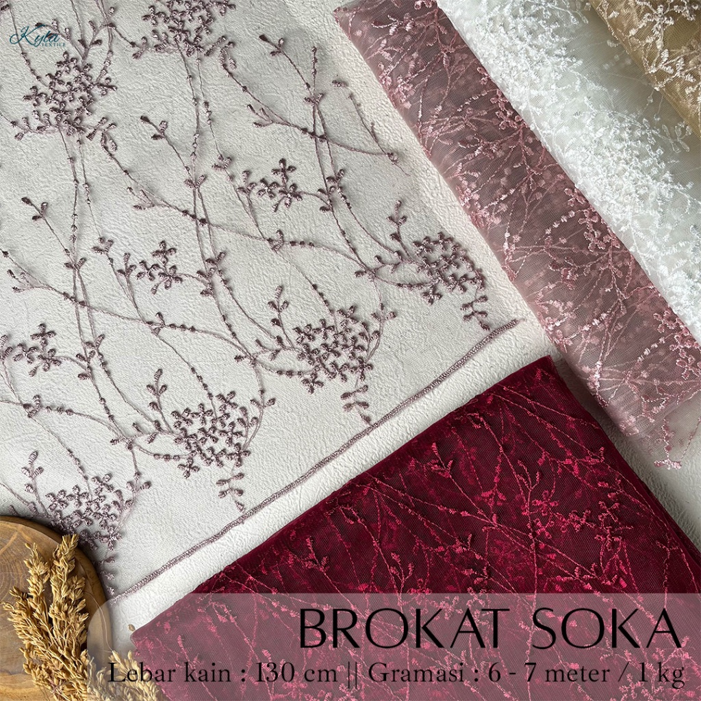 Jual 1/2 METER BROKAT TILE PRANCIS MOTIF SOKA/BAHAN KEBAYA/BAHAN ...