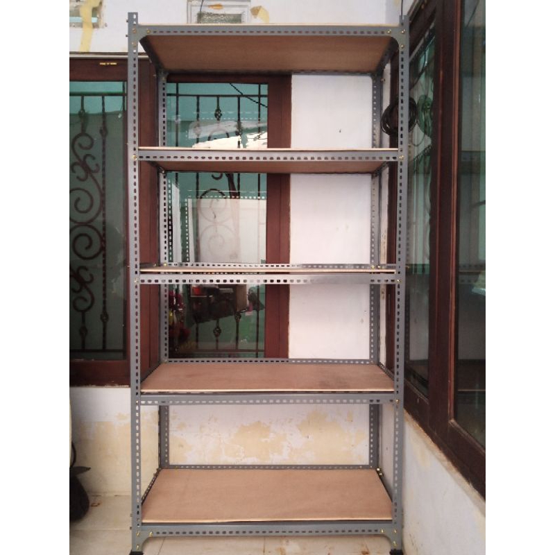 Jual rak besi siku lubang t180 p90 L40cm 5 susun 4 tiang rak kantor rak ...