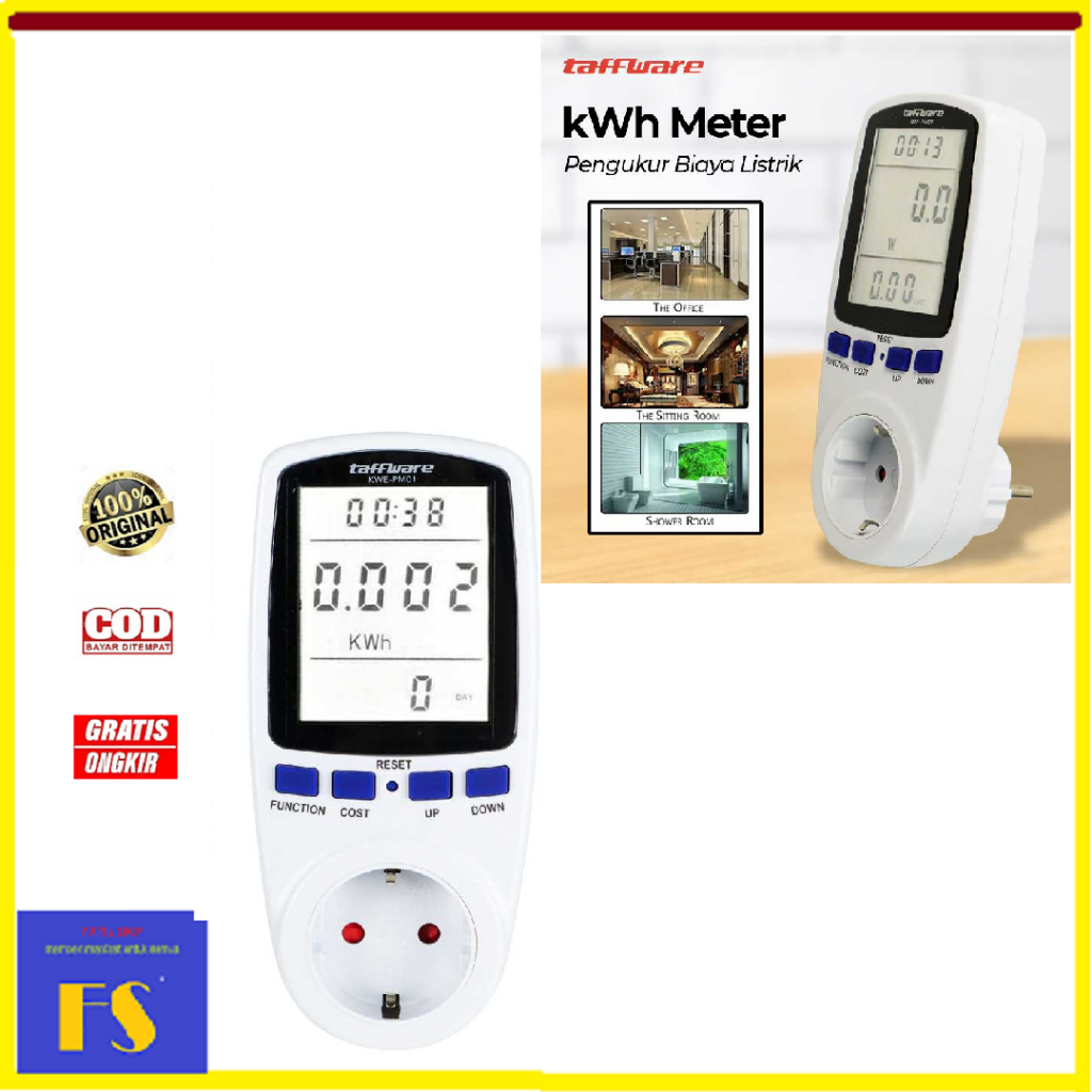 Jual Stop Kontak kWh Meter Pengukur Biaya Listrik Rumah - Taffware KWE-PM01 | Shopee Indonesia