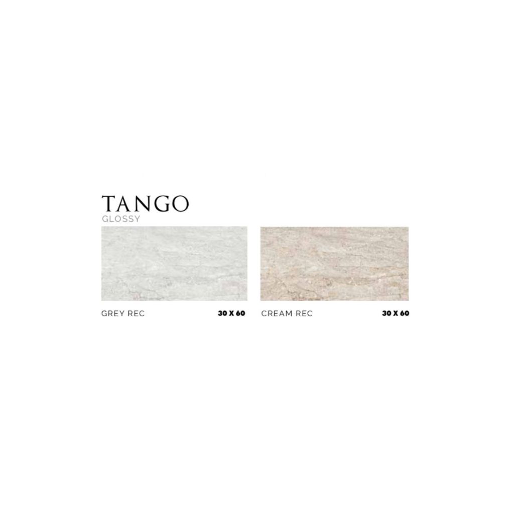 Jual PLATINUM CERAMICS RECTIFIED WALL TILE TANGO GLOSSY GREY & CREAM ...