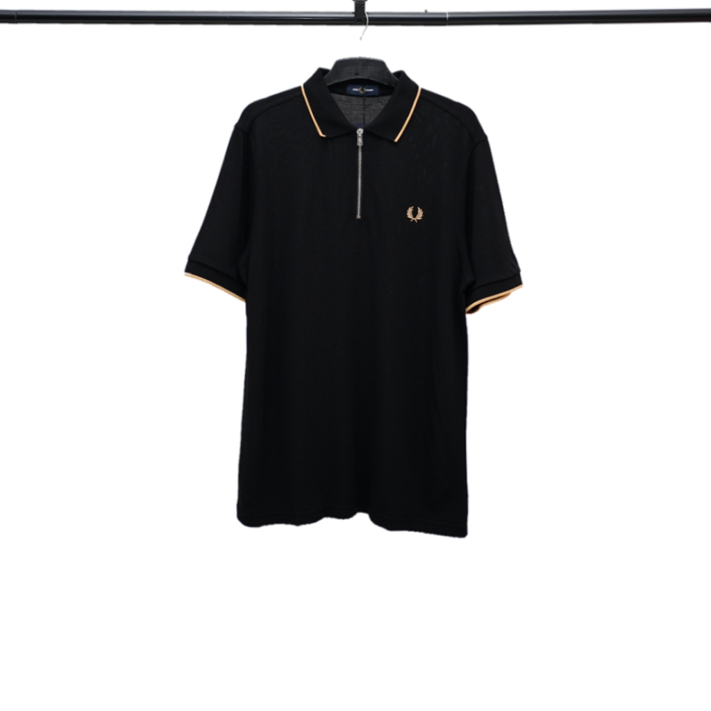 Jual FRED PERRY Black Brown Neck Zipper Polo Shirt Authentic / Kaos ...