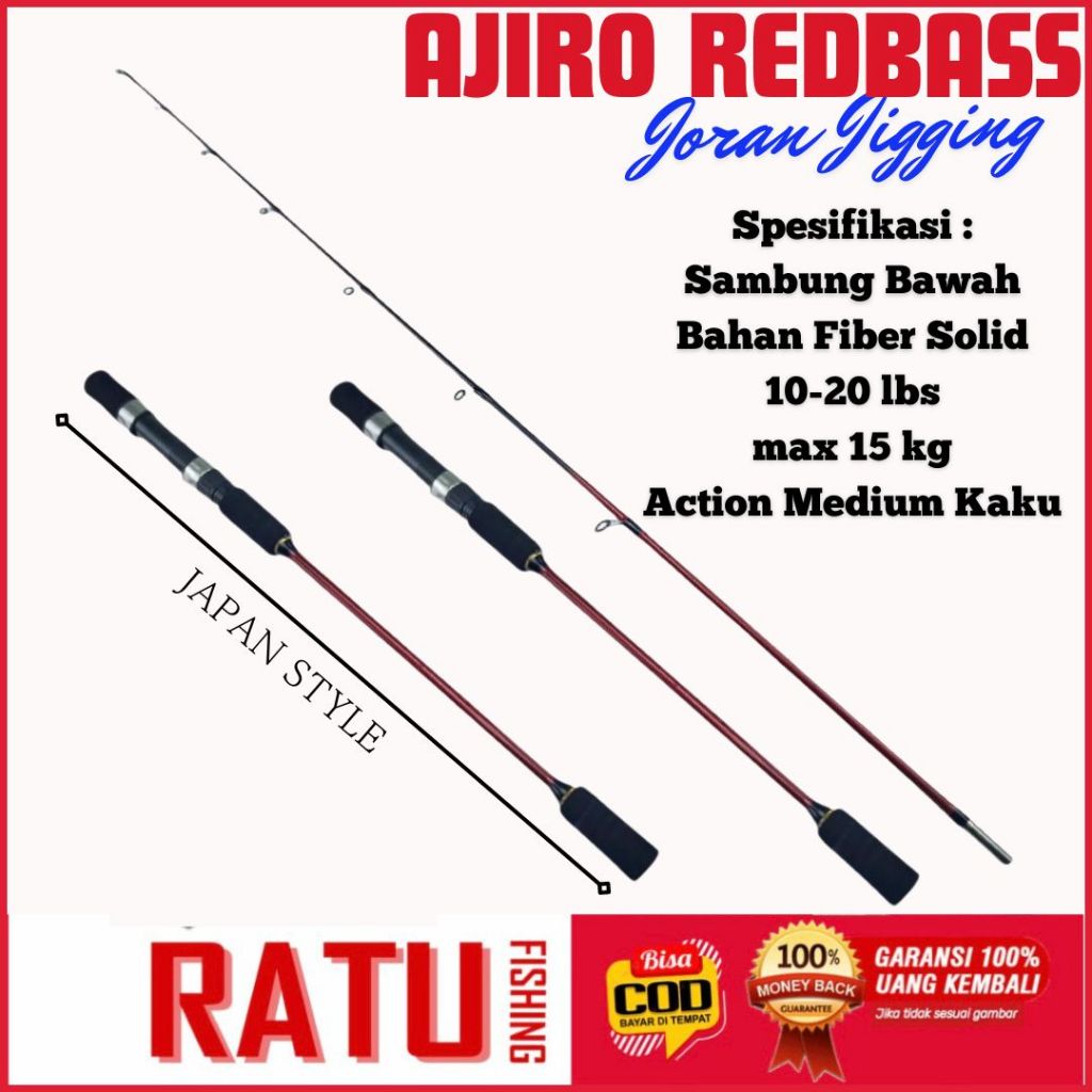 Jual Joran pancing Jigging laut drag 15 kg Ajiro Redbass 150 165 180 ...