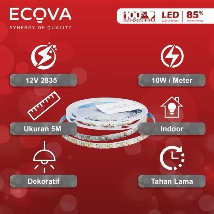 Jual ECOVA - Lampu LED Strip DC 12V 5M 5050 / 2835 Indoor Lampu Strip ...