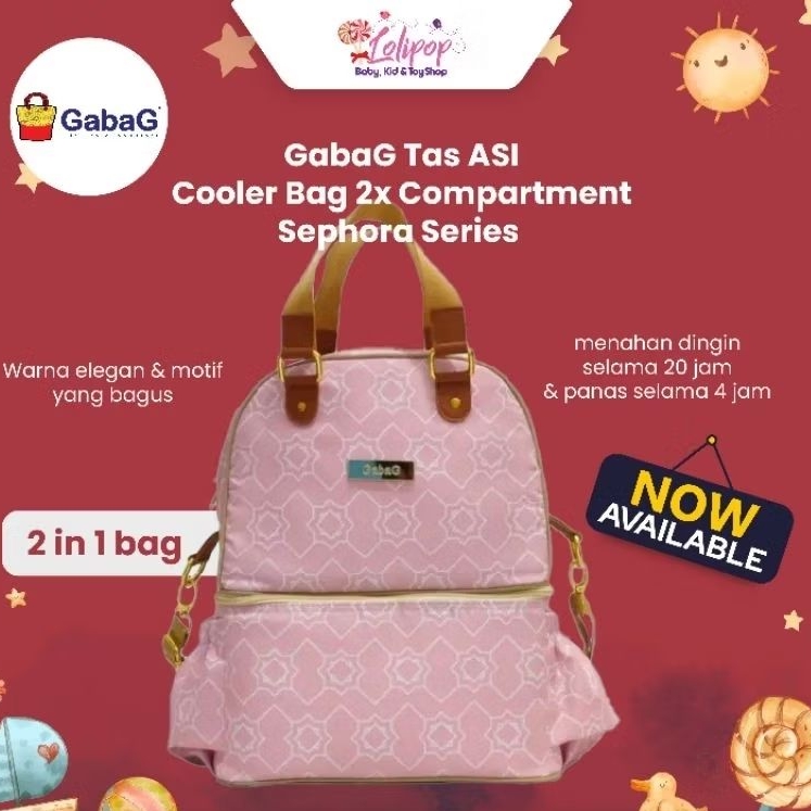 Jual Gabag Cooler Bag Sephora Sling Tote Double Compartment Free Ice ...