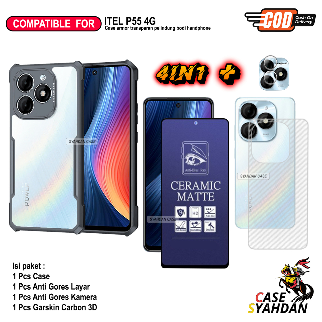 Jual Paket 4in1 Case Itel P55 4G P55 5G P55 NFC Softcase Armor ...