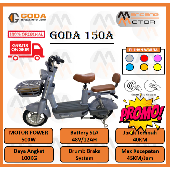 Jual GODA 150A SEPEDA LISTRIK 500WAT 48V/12AH RESMI | Shopee Indonesia