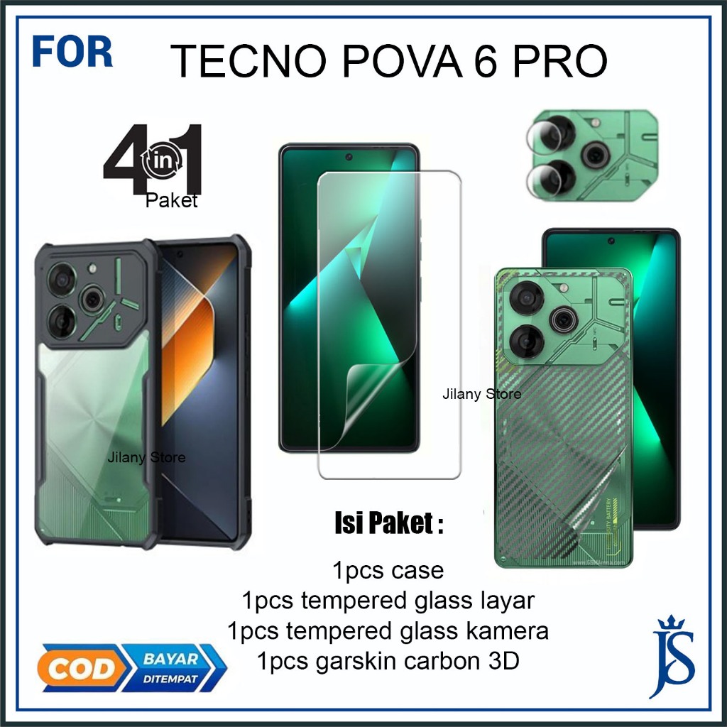Jual Paket 4IN1 Case Xundd Tempered Glass Tg Camera Dan Garskin Tecno Pova 6 6 Pro Full Cover ...