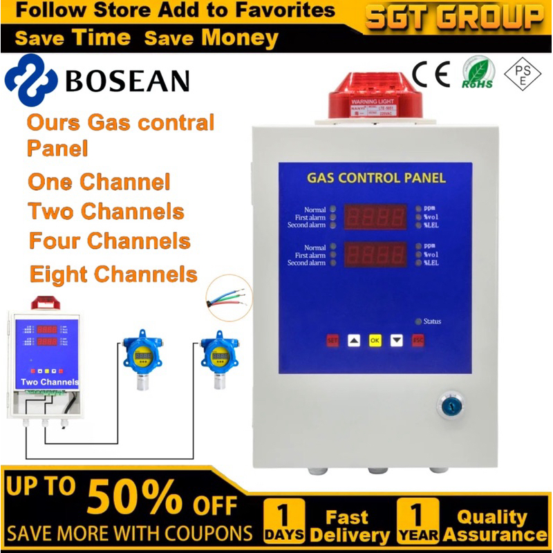 Jual Gas Detector Controller 2 Channel Bosean BH-50 Control Panel BH50 ...